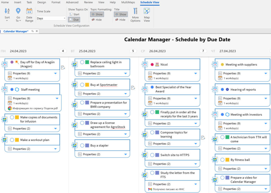 Calendar Manager Add-In for MindManager - MindManager solutions
